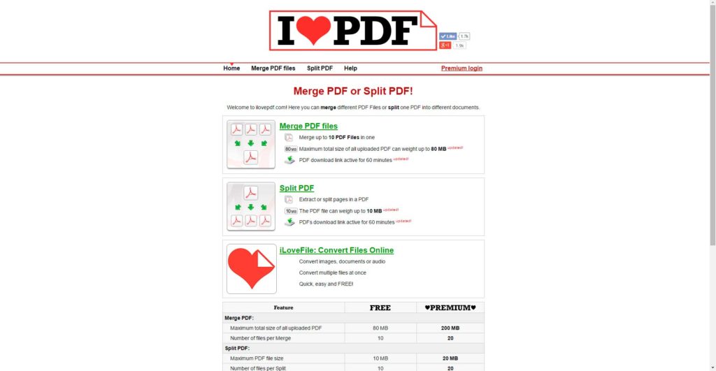 ilovepdf - Web application to join and separate pdf